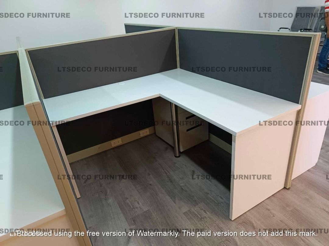 workstation l-shape table desk office partition and furnitures ...