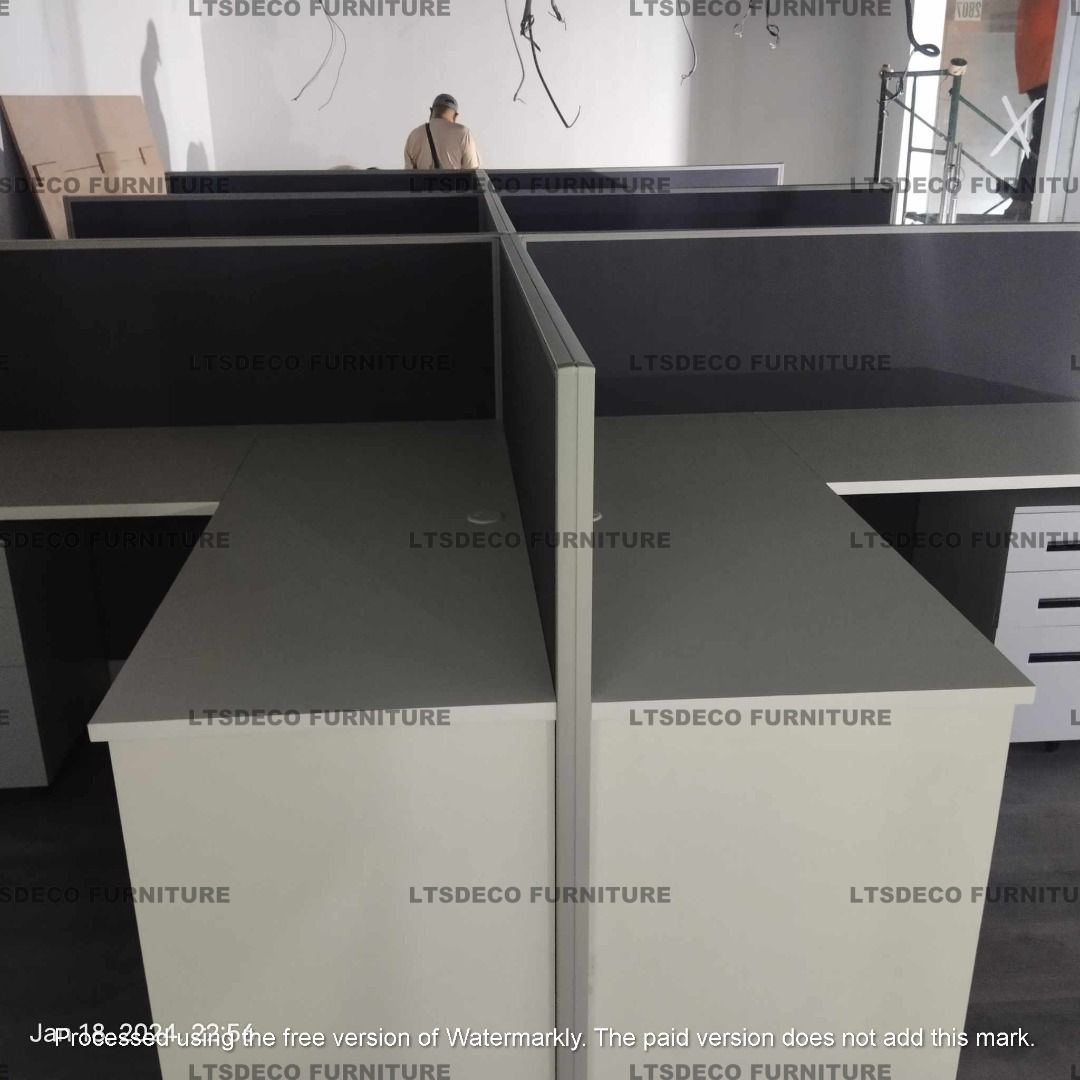 workstation l-shape table desk office partition and furnitures ...