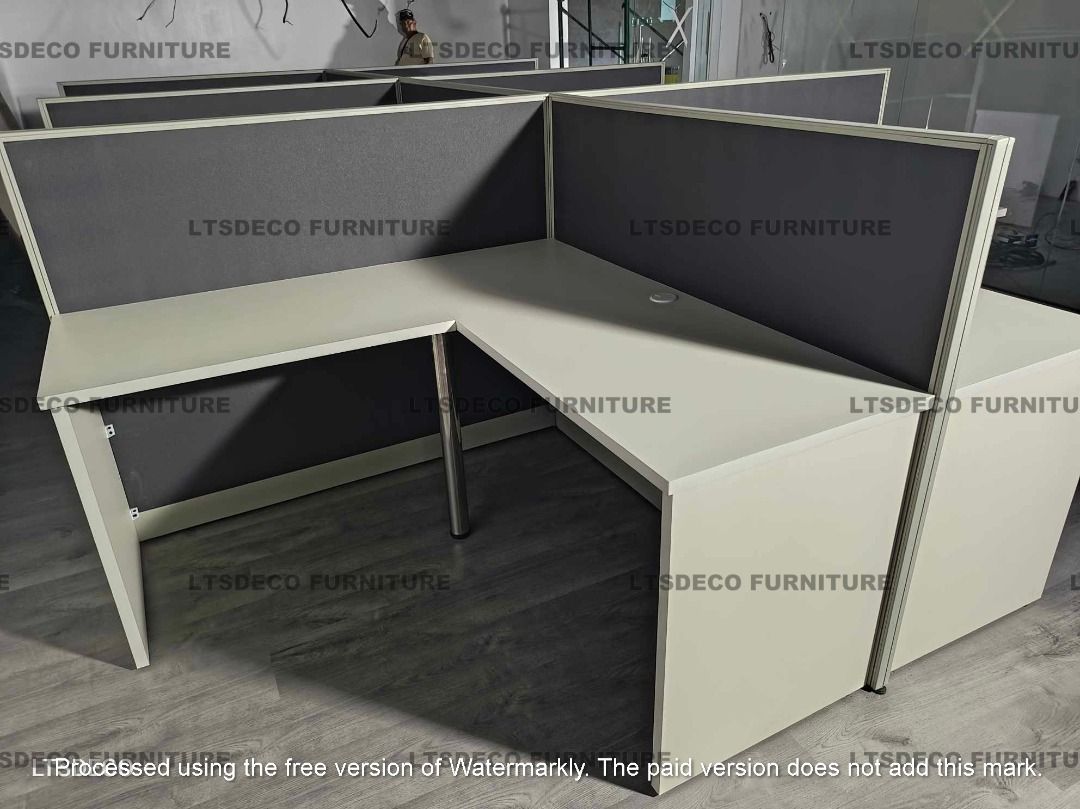 workstation l-shape table desk office partition and furnitures ...