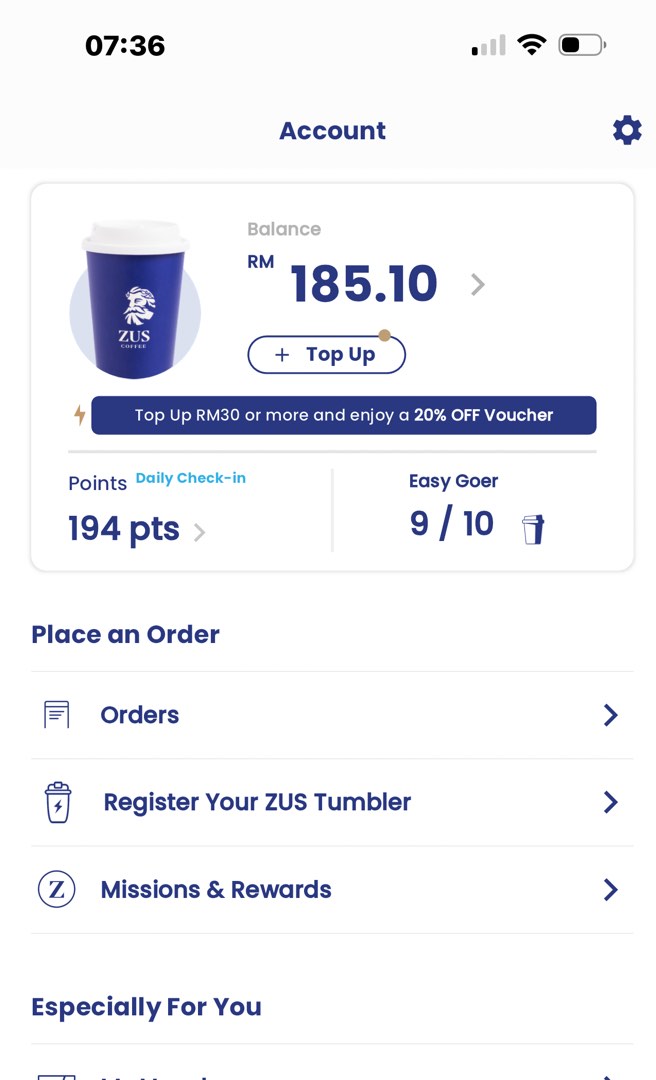 ZUS Coffee account with balance , Tickets & Vouchers, Store Credits on ...