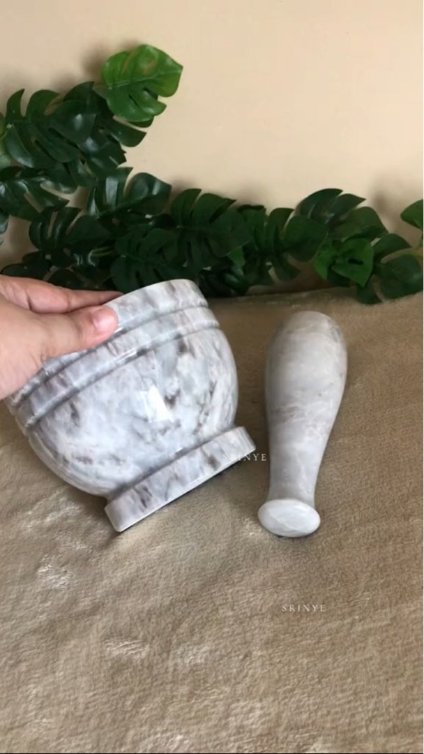 Brand new mortar and pestle almires pandikdik marble, Furniture & Home ...