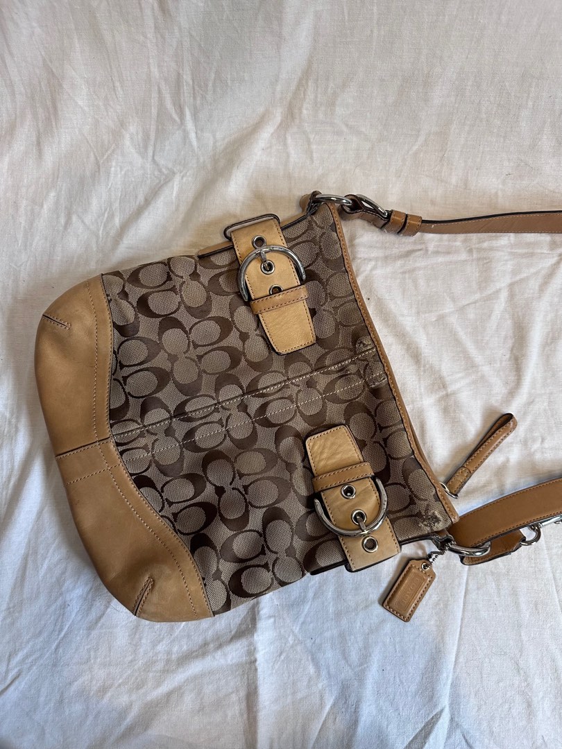 Coach Tan Leather Signature Convertible Crossbody SoHo Bag, Women's ...