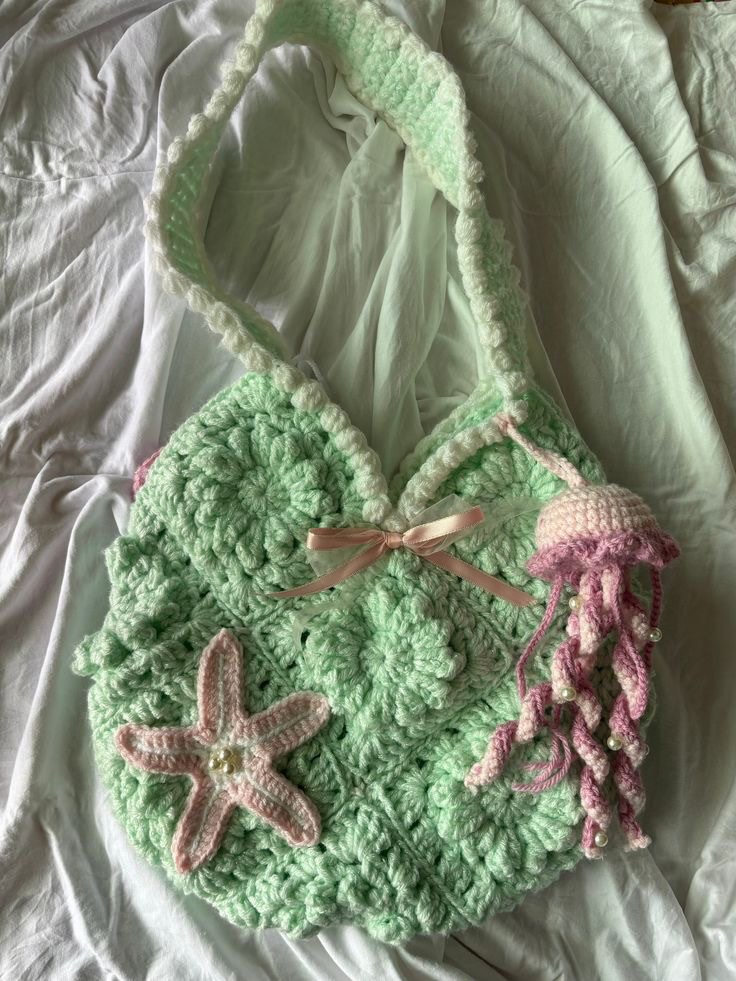 [custom] crochet bag ocean fairycore coquette, Hobbies & Toys ...