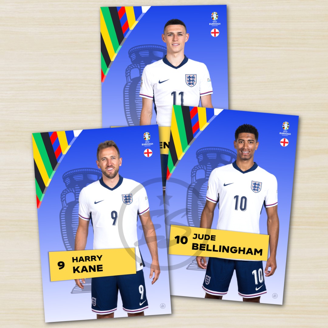 England UEFA Euro 2024 Official Portrait Digital Print Football Fan ...
