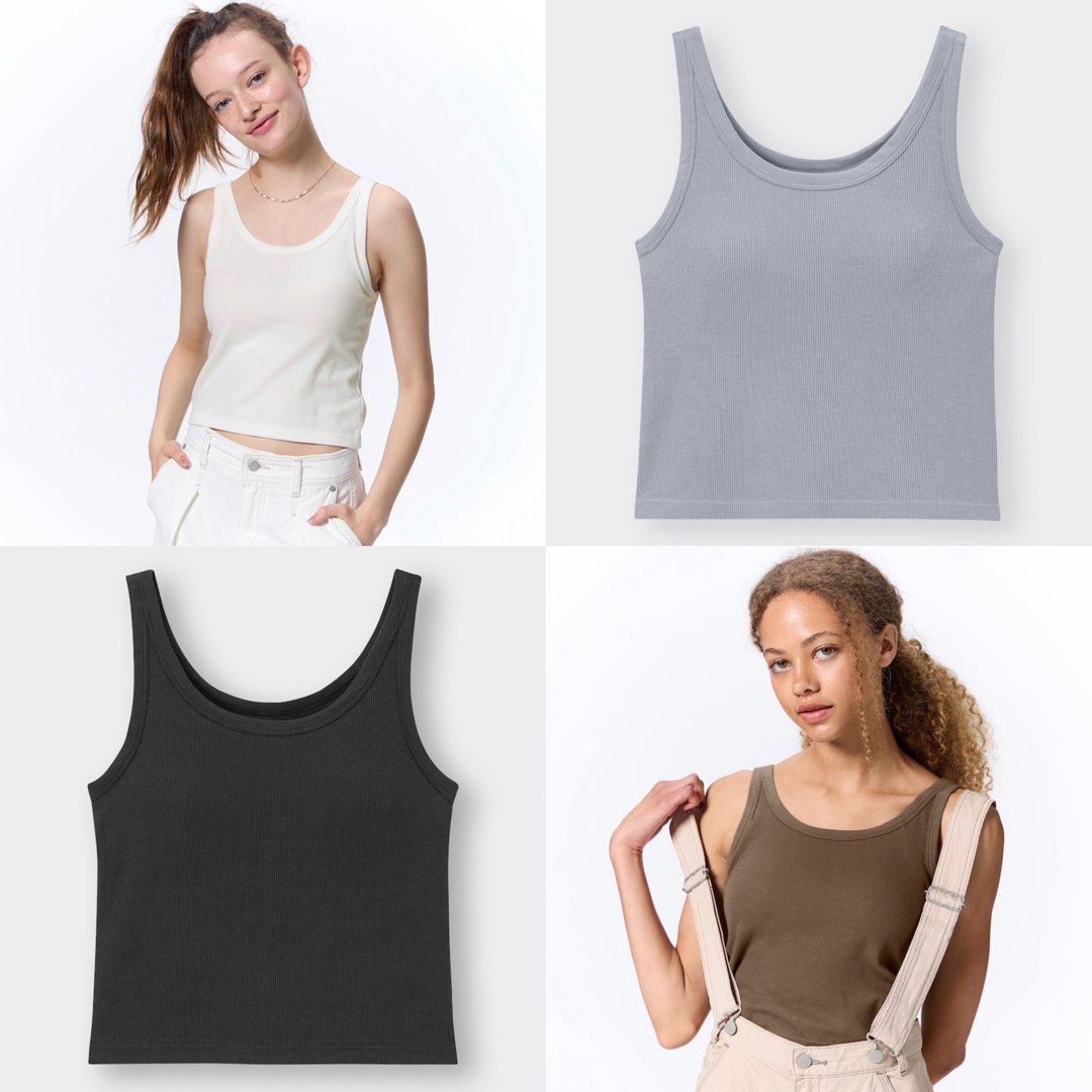 GU PRE ORDER Lafill Rib Cropped Tank, Women's Fashion, Tops, Sleeveless ...