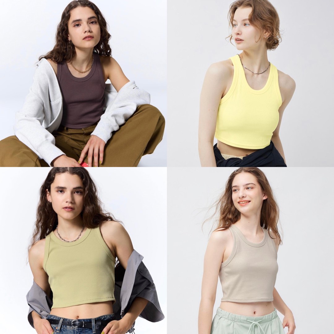 GU PRE ORDER Rib Cropped Tank, Women's Fashion, Tops, Sleeveless on ...