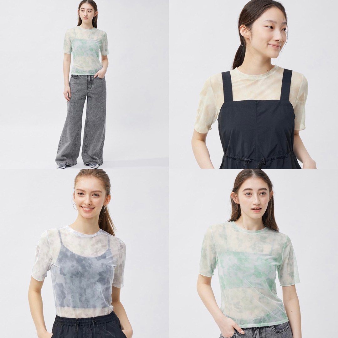GU PRE ORDER Sheer Print, Women's Fashion, Tops, Shirts on Carousell