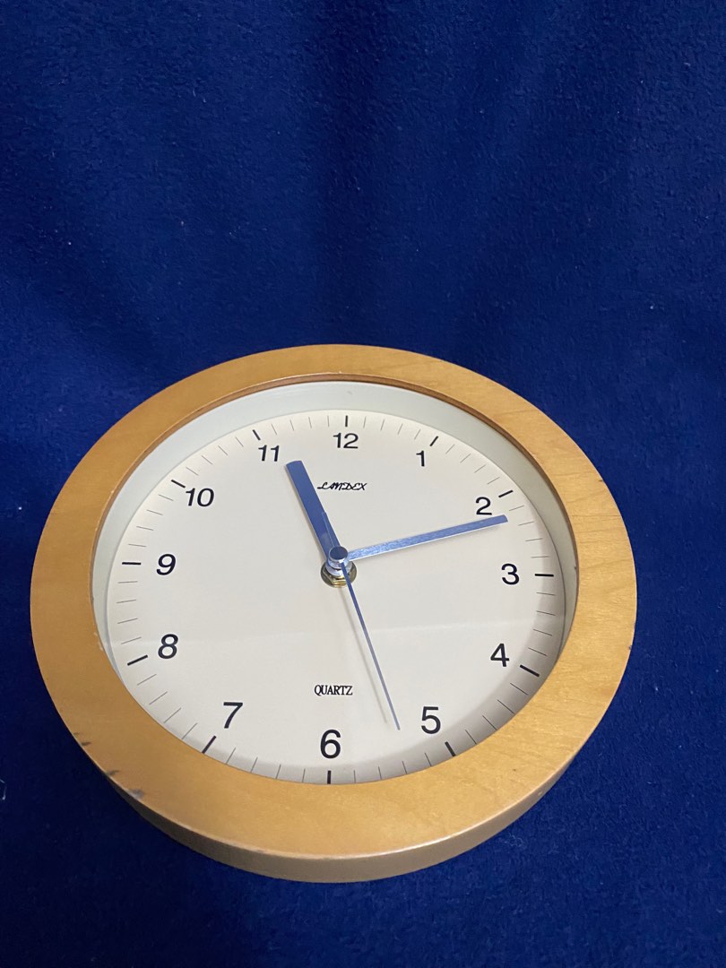Landex quartz wall clock wood design display used, Furniture & Home ...