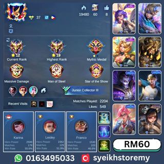 MLBB ACCOUNT LEGEND ALUCARD (PRICE BOLE NEGO), Video Gaming, Video ...