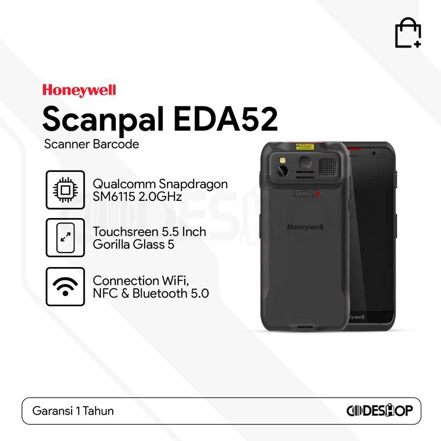 Mobile Scanner Barcode PDT Honeywell EDA52 2D Android Touchscreen WiFi ...
