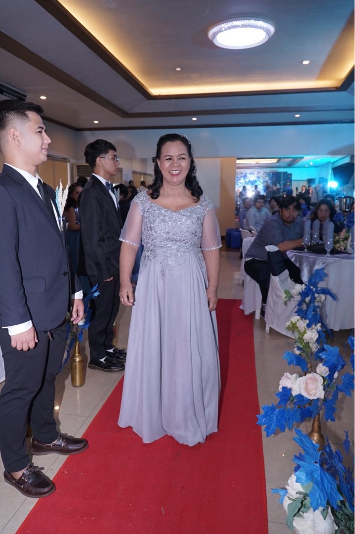 Mother of the Bride/ Ninang Gray Gown, Women's Fashion, Dresses & Sets ...