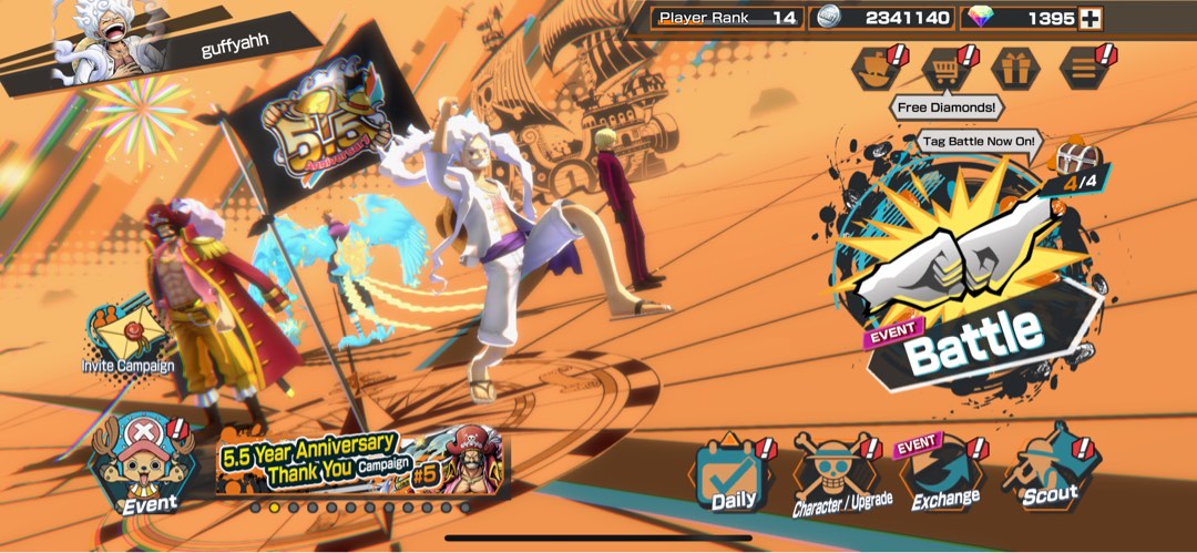 One Piece Bounty Rush G5 Luffy, roger account, Video Gaming, Video ...