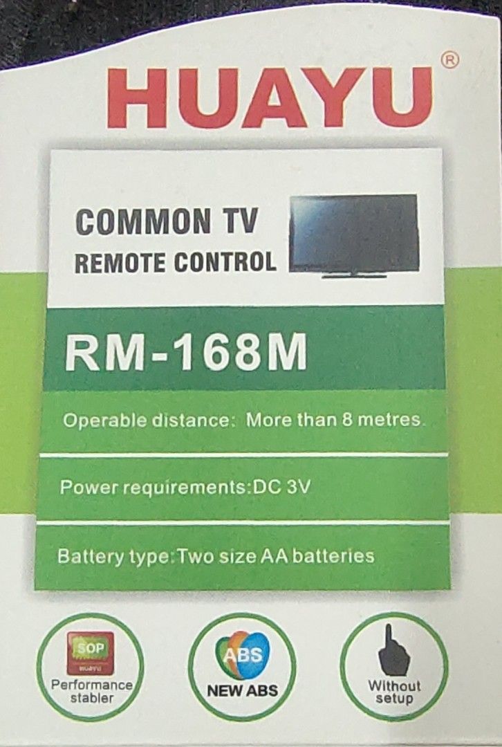 PANASONIC Common TV Remote HUAYU RM-168M, TV & Home Appliances, TV ...