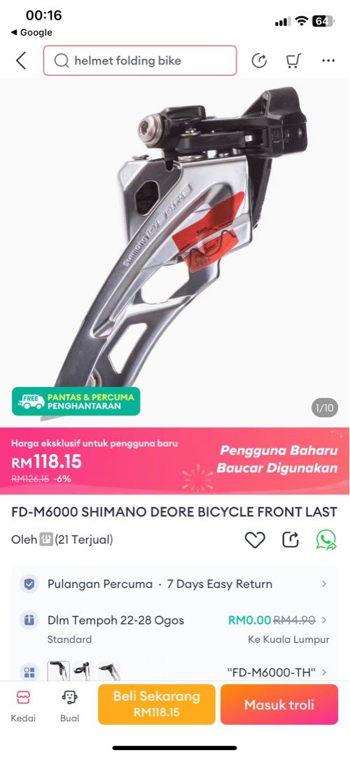 Shimano Deore FD-M6000, Sports Equipment, Bicycles & Parts, Bicycles on ...