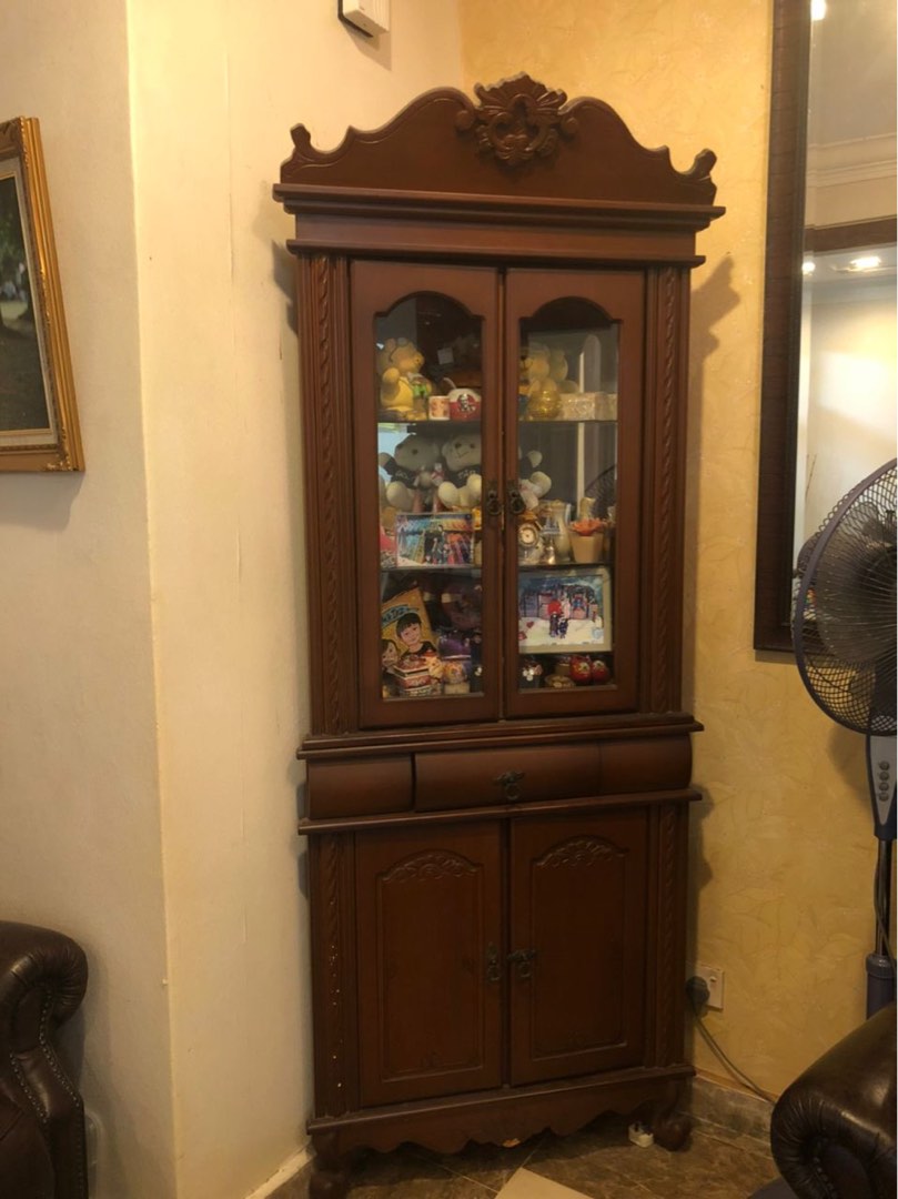 Solid Wood Corner Cabinet Almari Sudut Kayu, Furniture & Home Living ...