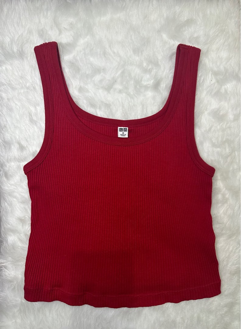 Uniqlo Red Tank Top, Women's Fashion, Tops, Sleeveless on Carousell
