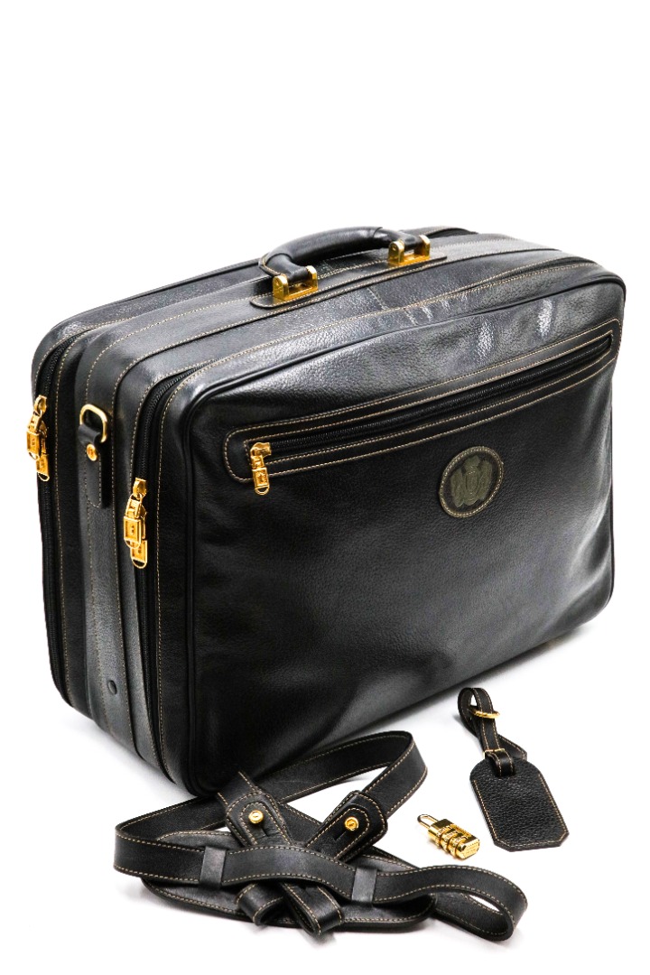 Vintage A. Testoni Leather Black Suitcase Briefcase Travel BUsiness Bag ...