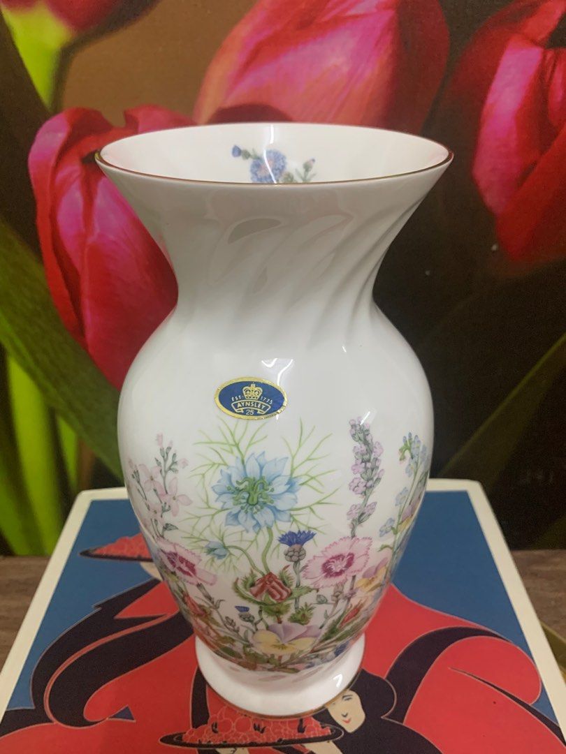 Vintage large Aynsley England Fine Bone China WILD TUDOR Cascade Flower ...