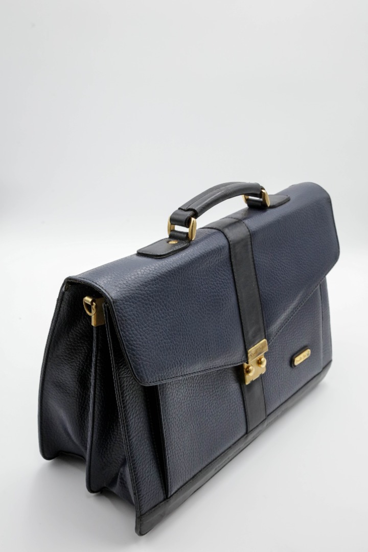 Vintage Leather Blue Briefcase Sling Laptop Messenger Document Bag, Men ...