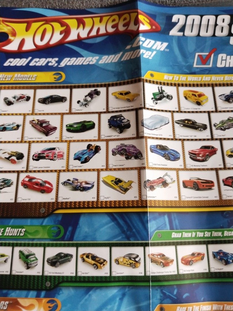 2008 Hot Wheels Poster Chart, Hobbies & Toys, Collectibles ...