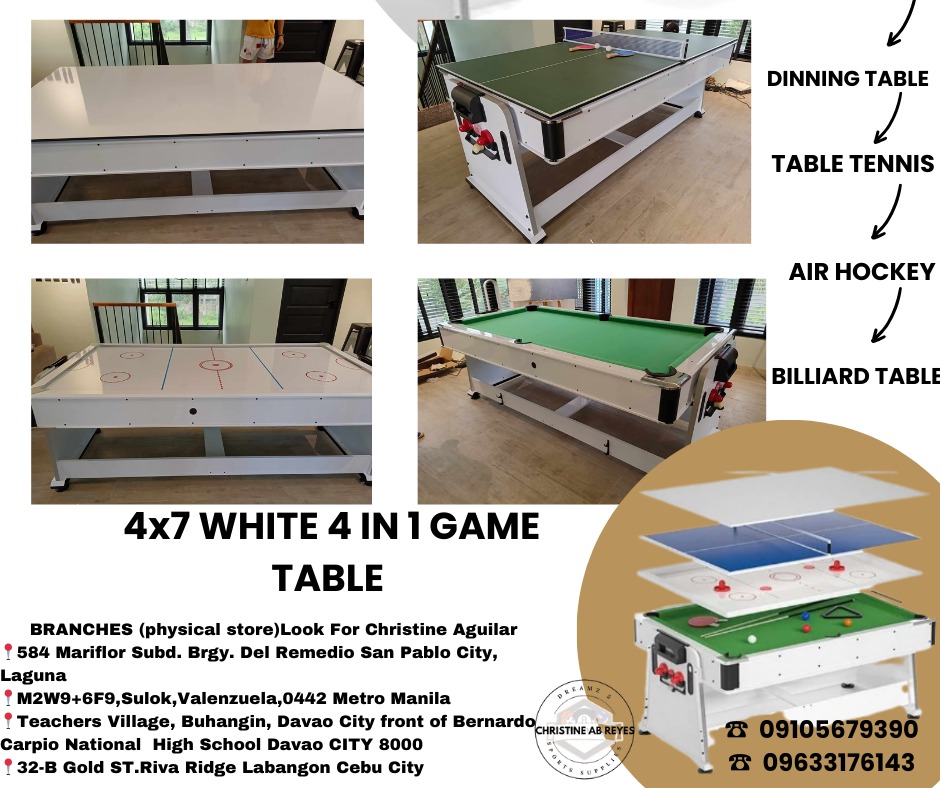 4x7 White 4 In 1 Multi Game Table, Sports Equipment, Sports & Games ...