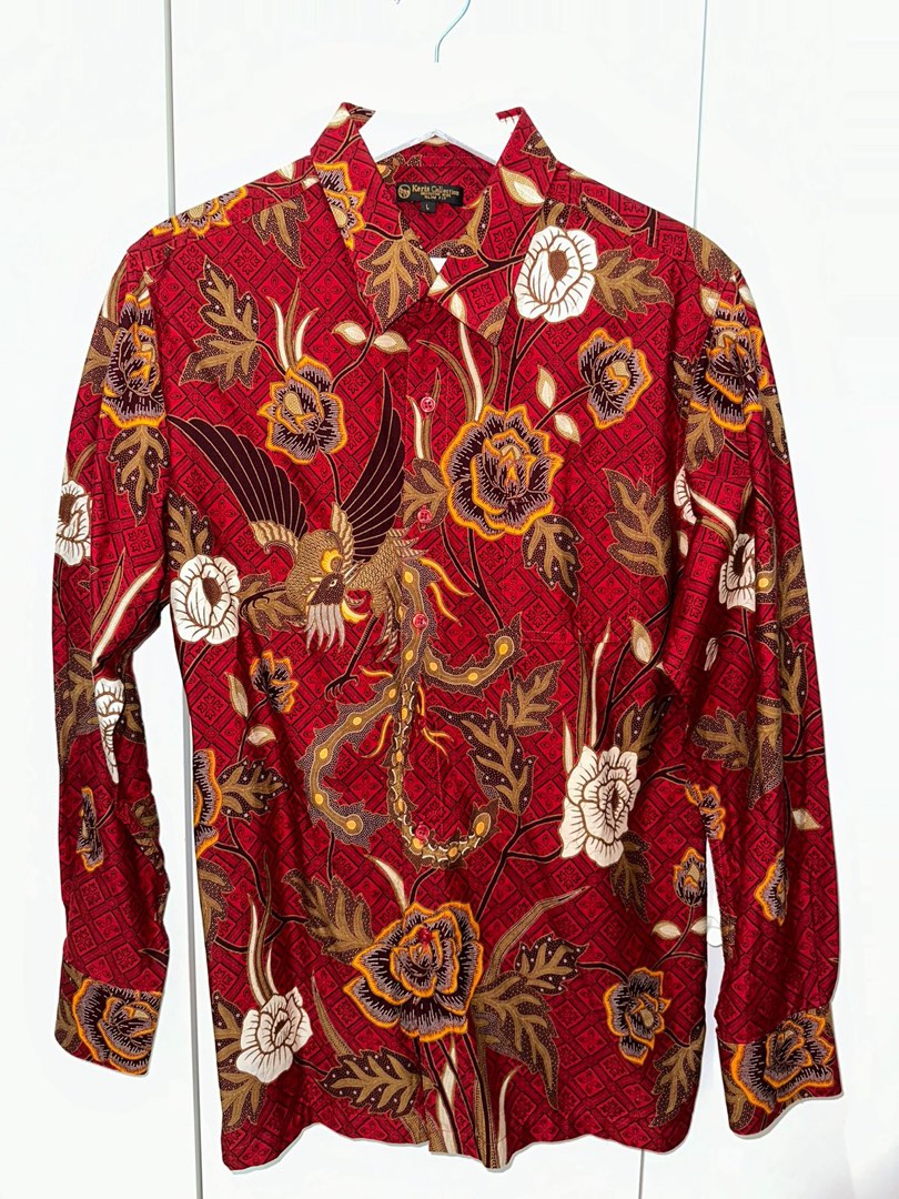 Batik kris lengan panjang, Fesyen Pria, Pakaian , Baju Luaran di Carousell