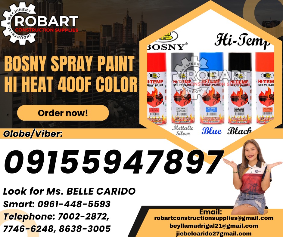 Bosny Spray Paint Hi Heat (400F) Colors, Commercial & Industrial ...