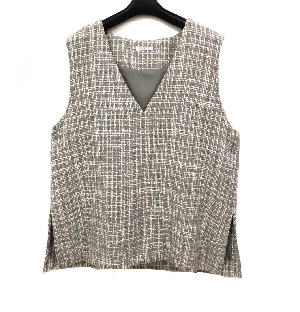 COLZA Japan Tweed Oversized Widefit Tops, Women's Fashion, Tops, Shirts ...
