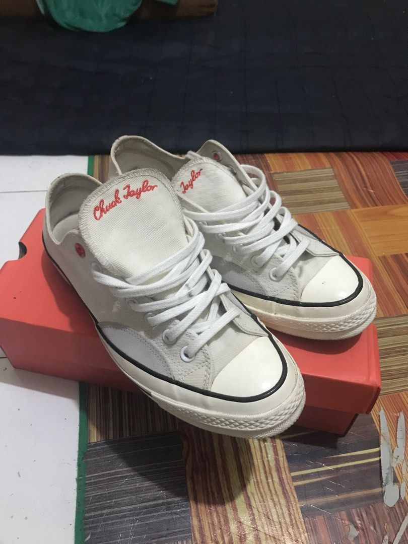 converse 70s ox white pale putty, Fesyen Pria, Sepatu , Sneakers di Carousell