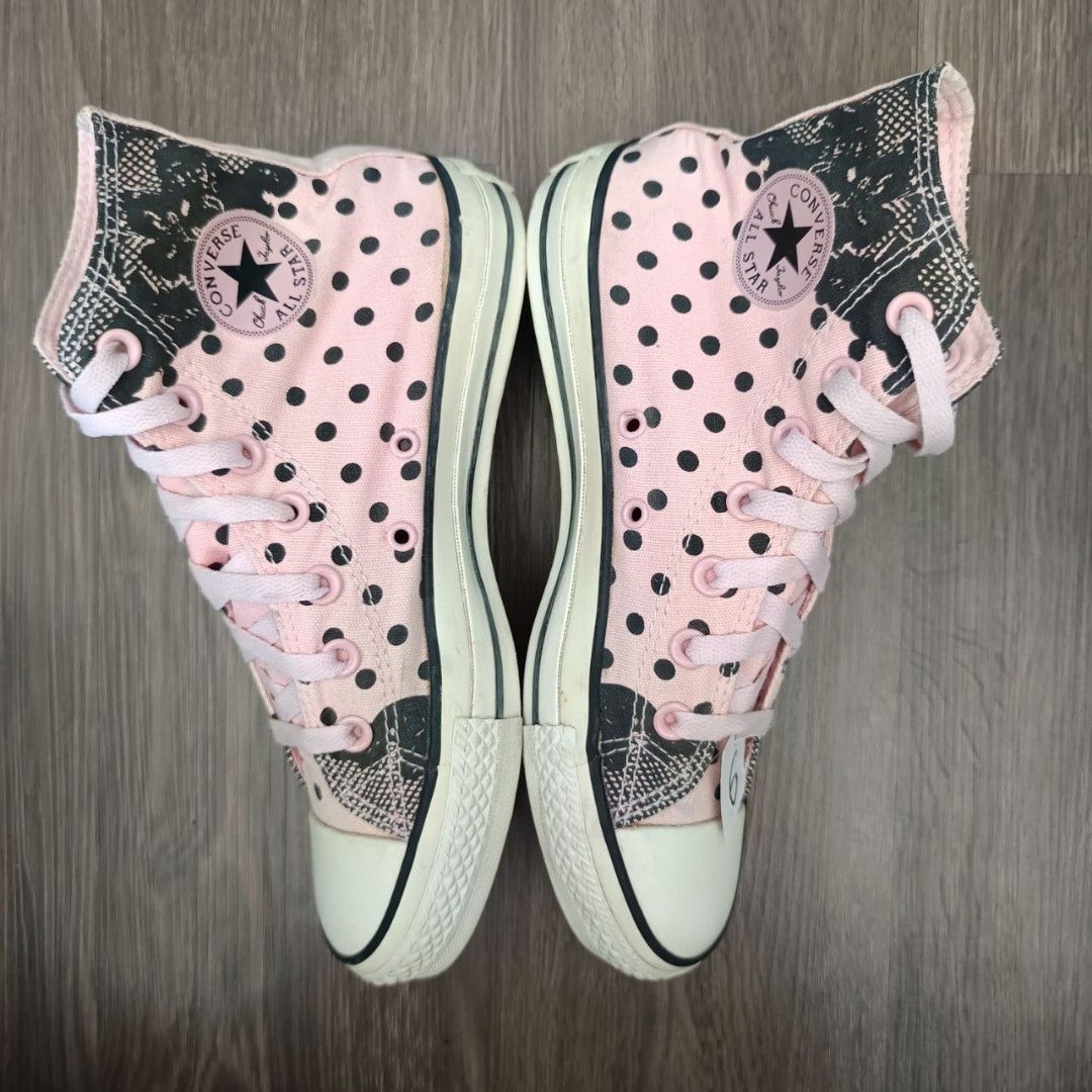 Converse All Star Chuck Taylor Highcut Pink Black Polkadot 6UK RM 70