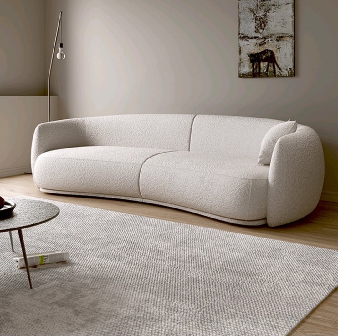 ERVAN Modern Boucle Curve Sofa, Furniture & Home Living, Furniture ...