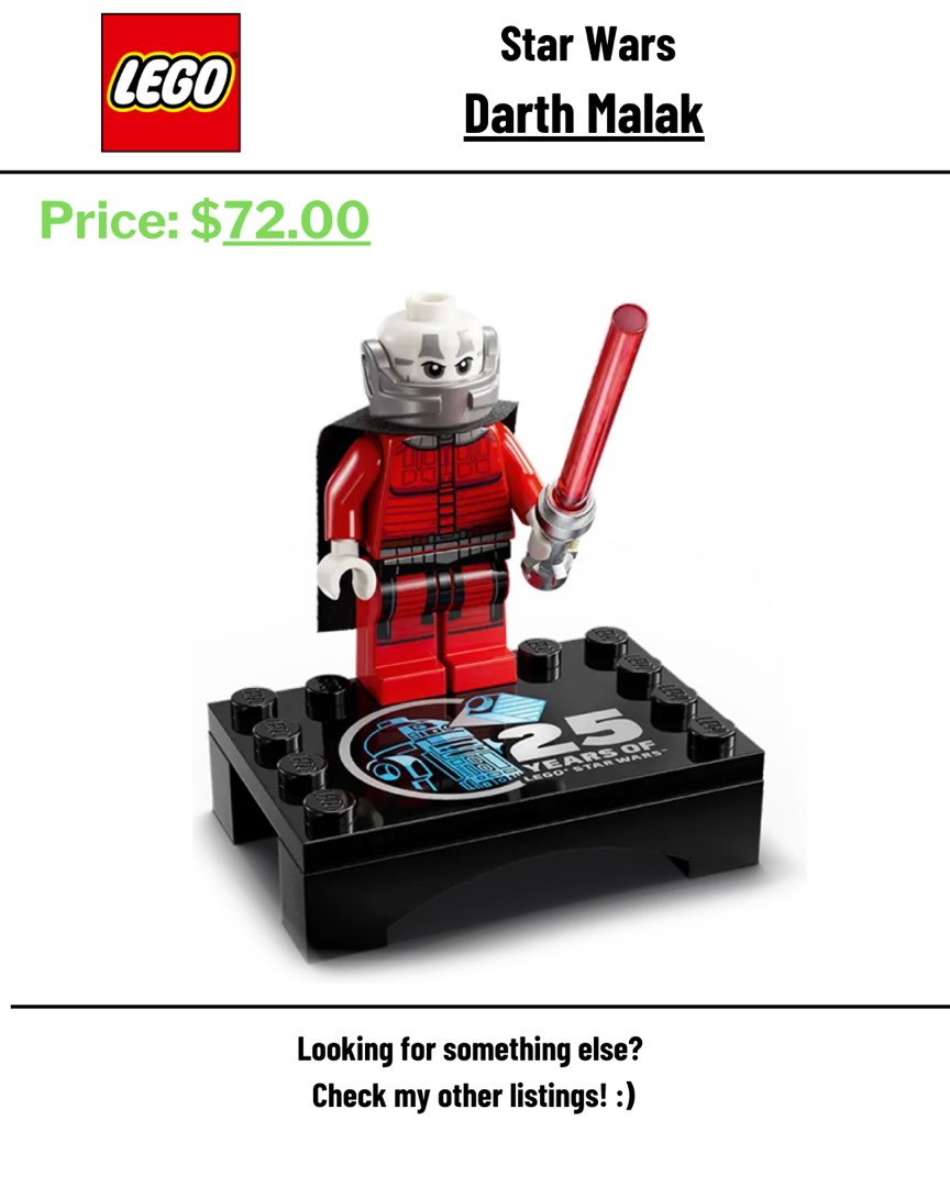 LEGO Star Wars - Darth Malak - from set 75379, Hobbies & Toys, Toys ...