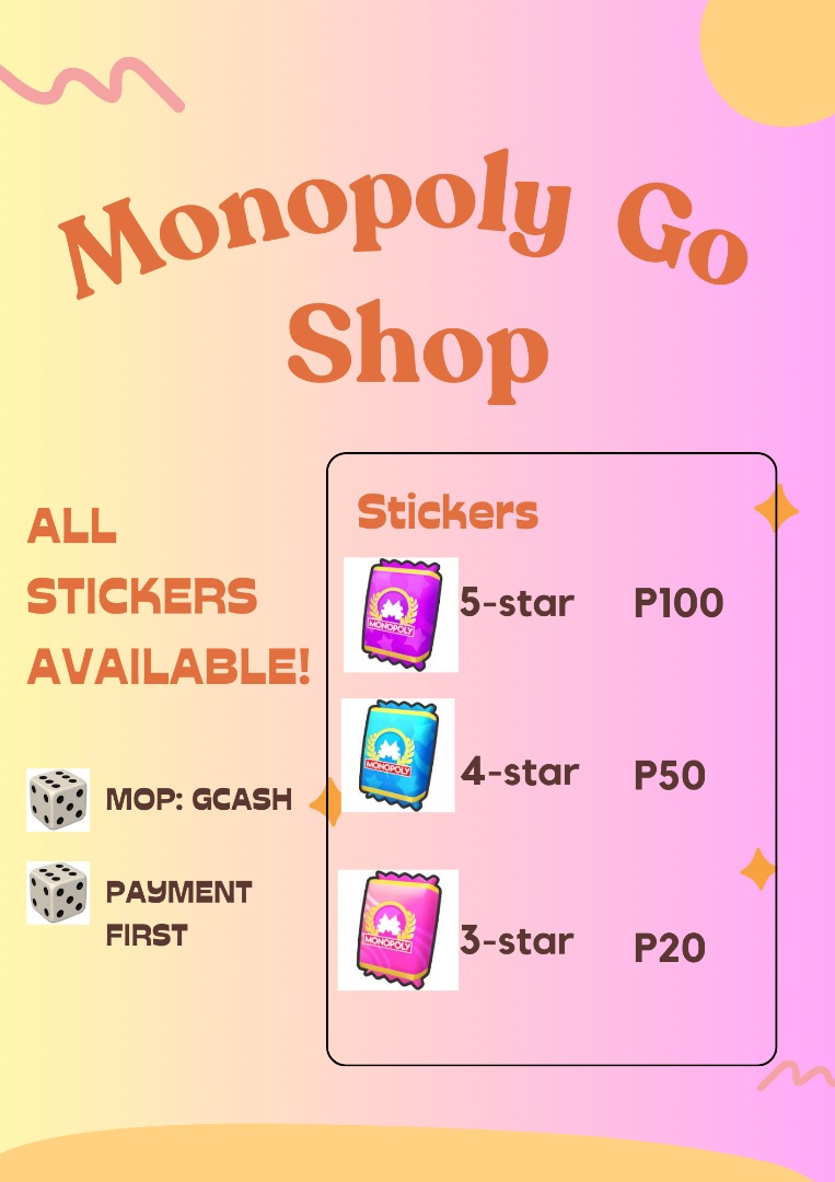 Monopoly Go Stickers - 5/4/3 star all available, Video Gaming, Gaming ...