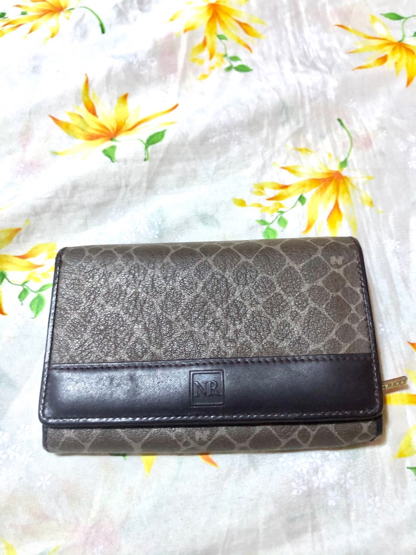NINA RICCI brown leather trifold medium wallet, Luxury, Bags & Wallets ...