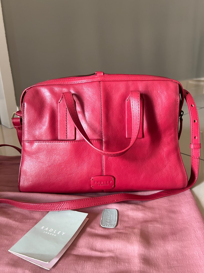 Radley London Leather 100% Original Red Handbag, Women's Fashion, Bags ...