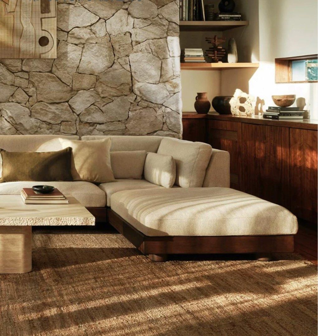 ROC Modern Textured Linen Sofa, Furniture & Home Living, Furniture ...