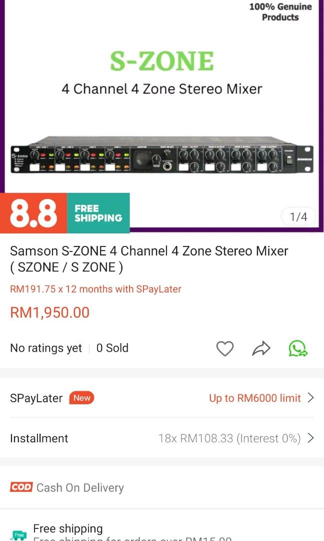 SAMSON S-ZONE 4 Channel Original, Audio, Soundbars, Speakers & Amplifiers on Carousell