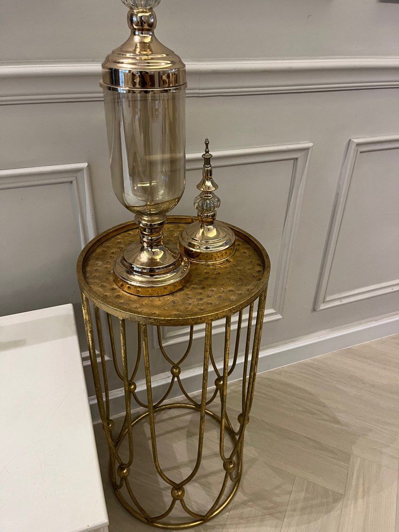 SSF Gold Side Table (Pedestal Table), Furniture & Home Living ...