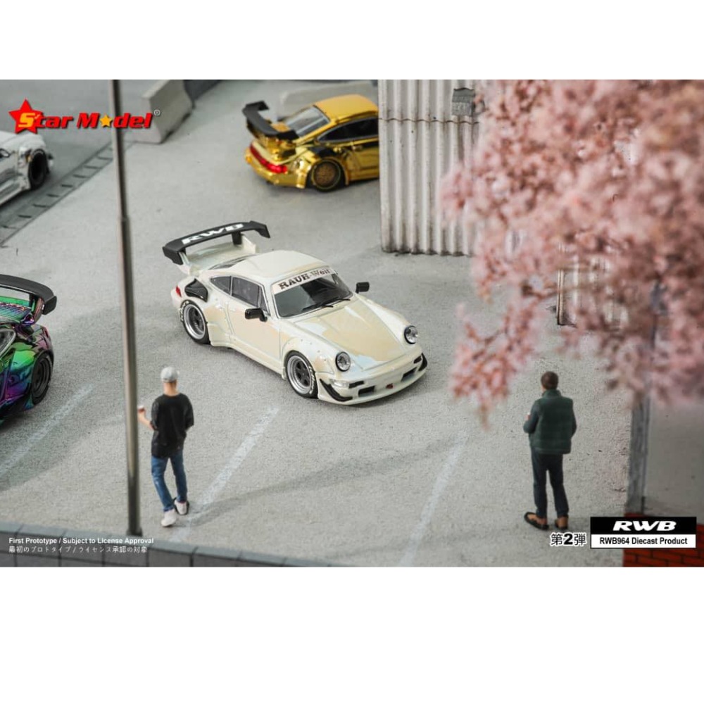 Star Model 1/64 Scale Porsche RWB964 GT Wing Chrome Pearl White Die ...