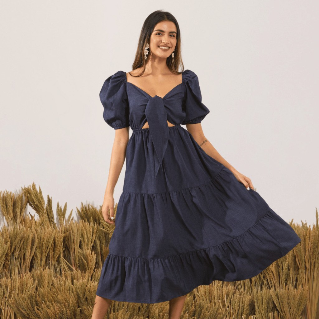 Tayo Studio Priscilla Multiway Midi Dress (Navy Blue), Women's Fashion ...