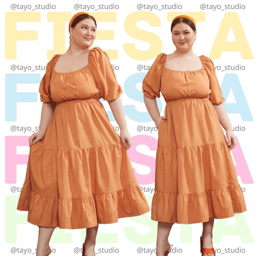 Tayo Studio Priscilla Multiway Midi Dress (Apricot), Women's Fashion ...