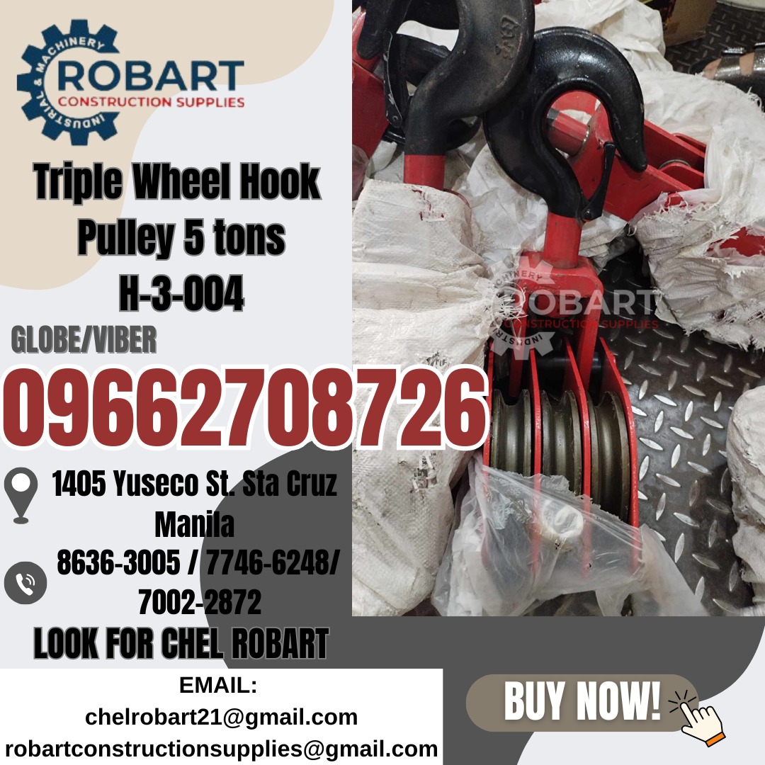 TRIPLE WHEEL HOOK PULLEY 5 TONS, Commercial & Industrial, Construction ...