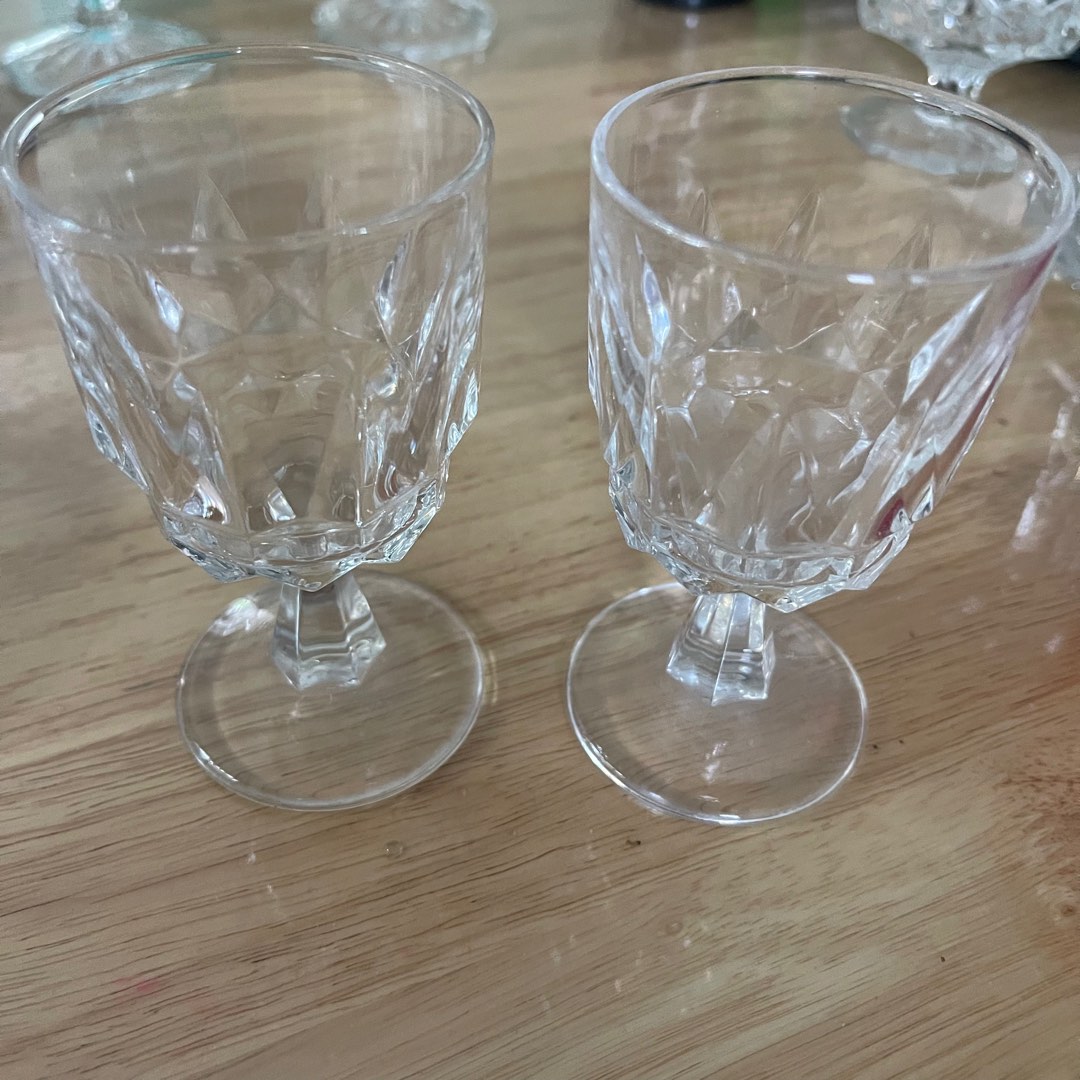 VINTAGE SET OF 2 Arcoroc France cut crystal glasses shot glasses ...