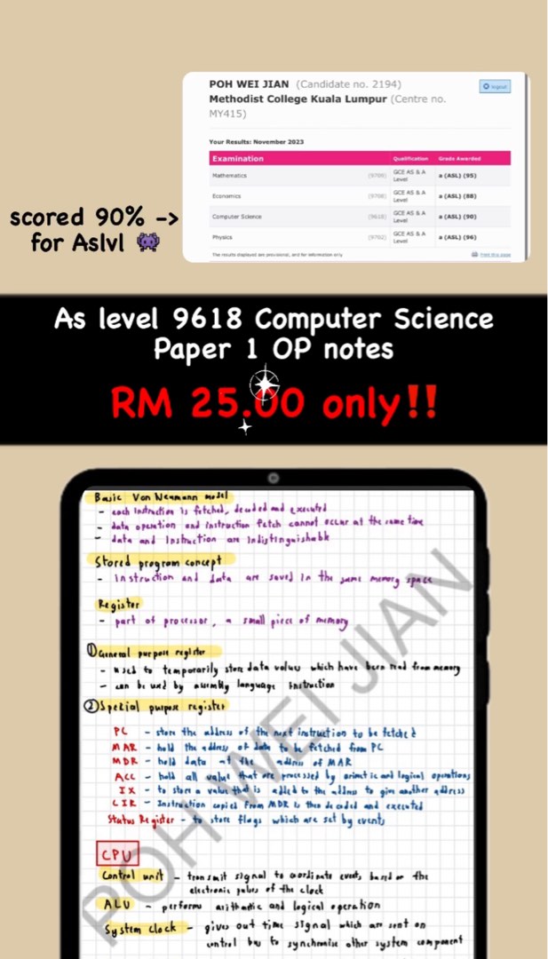 WTS As level 9618 Computer Science Paper 1 notes, Hobbies & Toys, Books ...