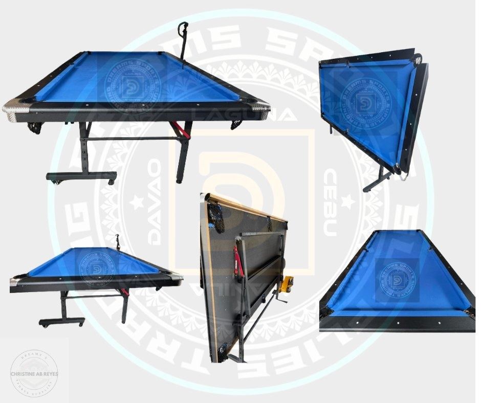 4X8FT METAL LEG FOLDABLE BILLIARD TABLE WITH WHEELS, Sports Equipment ...