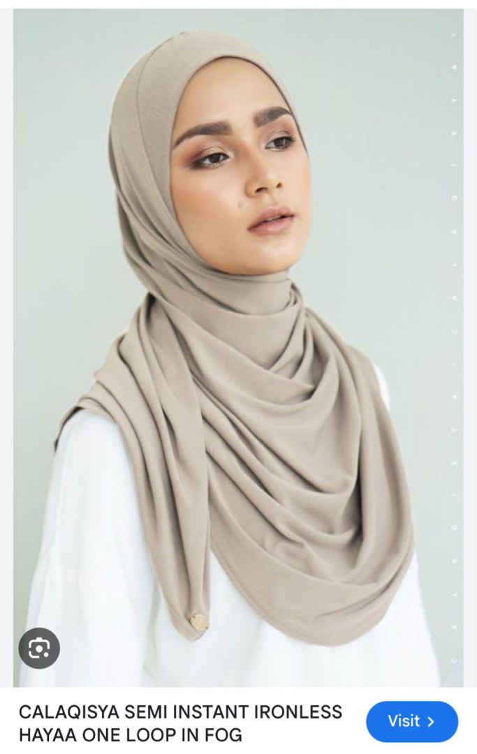 Calaqisya Haaya one loop in Fog, Women's Fashion, Muslimah Fashion ...