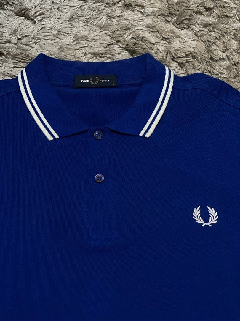 Fred Perry blue polo tee M size, Men's Fashion, Activewear on Carousell