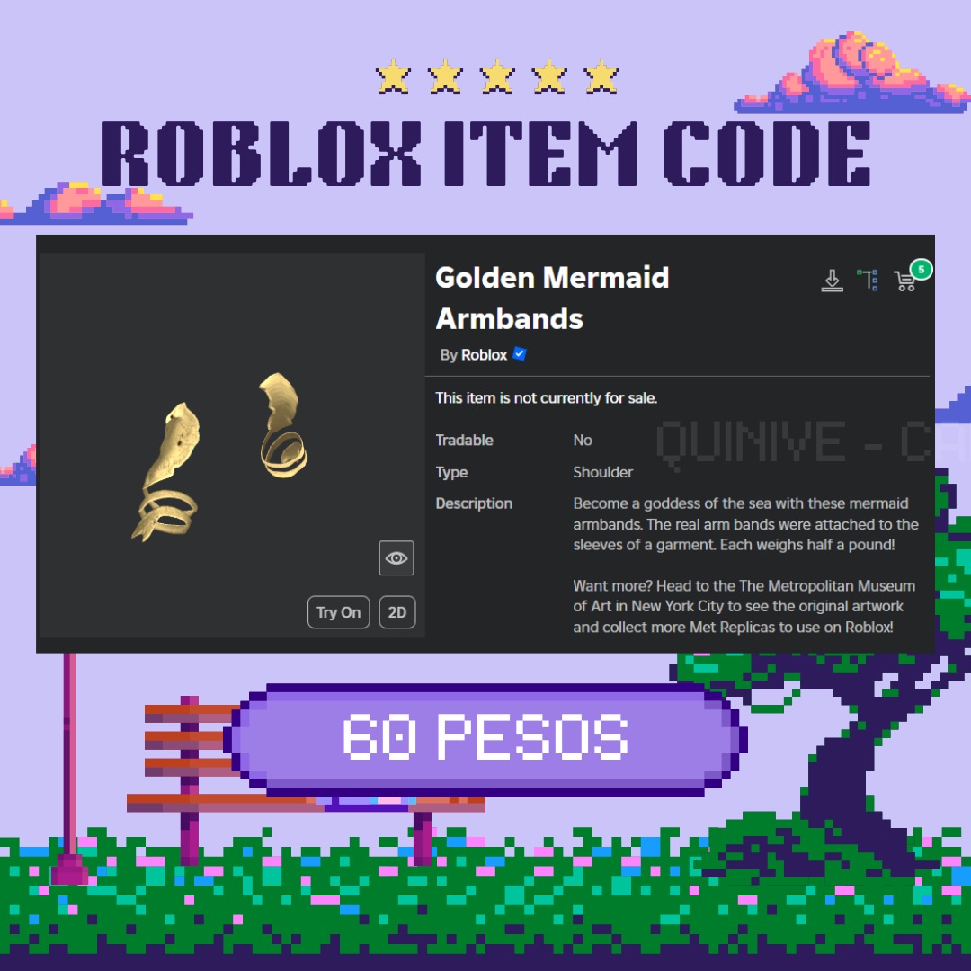 Golden Mermaid Armbraids - Rare Roblox Item Code (1 STOCK ONLY ...