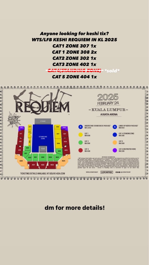 keshi DREAM concert tickets CAT1-CAT5, Tickets & Vouchers, Event ...