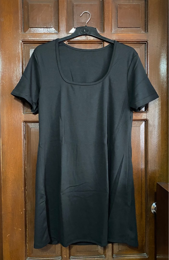 womens Plus size - Black basic dress -square neck , Women's Fashion, Dresses & Sets, Dresses on ...
